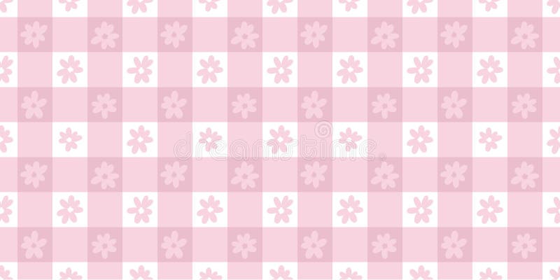 Pastel Pink Soft Girly Spring Floral Daisy Gingham Plaid Check, Vector ...