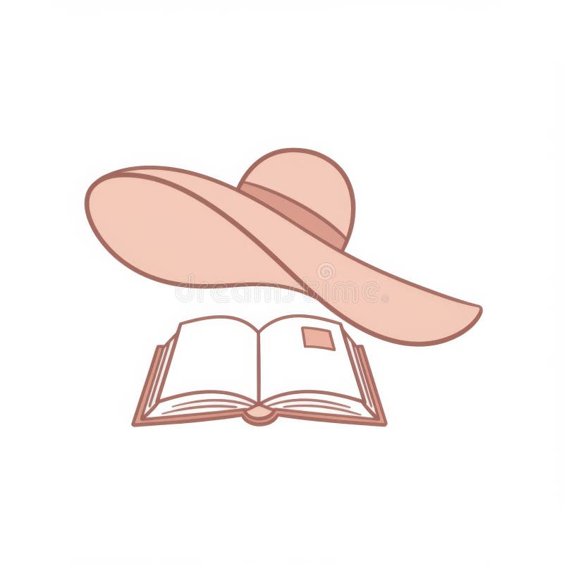 Pastel Pink Sun Hat and Open Book Illustration Stock Illustration ...