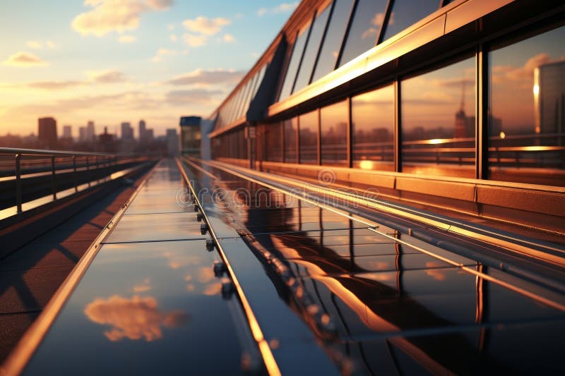 Pastel Pink Sunset Reflection on Solar Panels, Symbolizing the Power of ...
