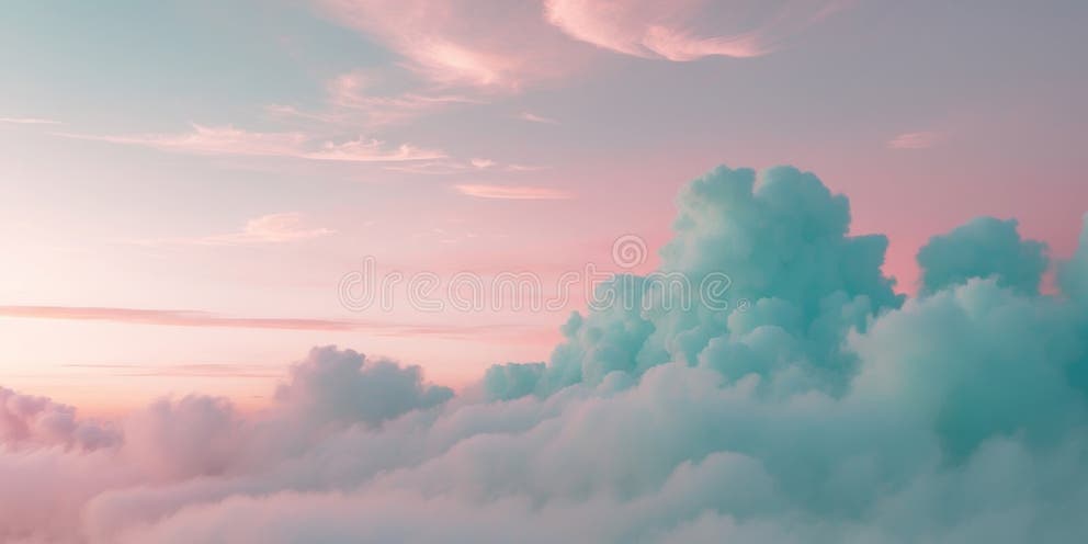 Pastel Pink and Teal Sunset Sky Gradient Background. Stock Image ...