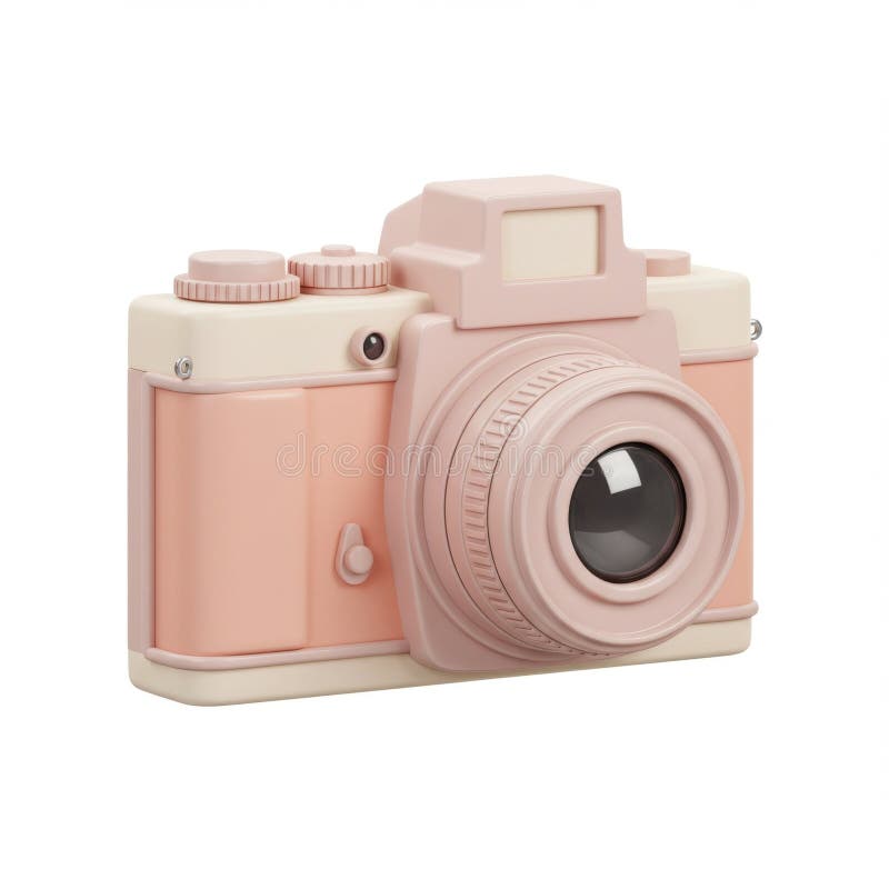 Pastel Pink Vintage Camera 3D Render Stock Illustration - Illustration ...