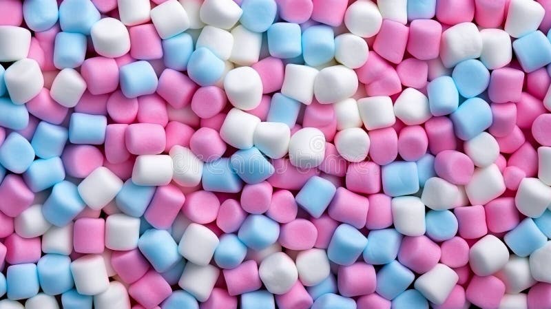 Pastel Pink, White, and Blue Marshmallows Top View Background for Candy ...