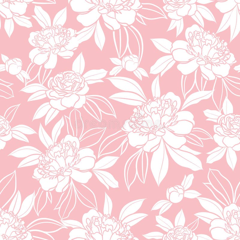 Pastel Pink and White Peony Seamless Repeat Pattern Vector Stock Vector ...