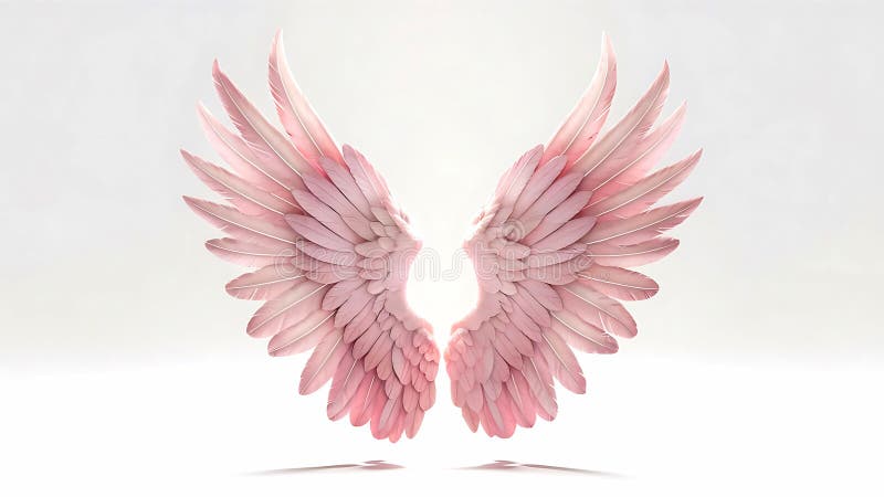 Pastel Pink Wings on White Background. AI Generative Stock Illustration ...