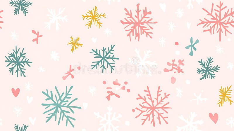 Pastel Pink Winter Snowflake Pattern Background Stock Illustration ...