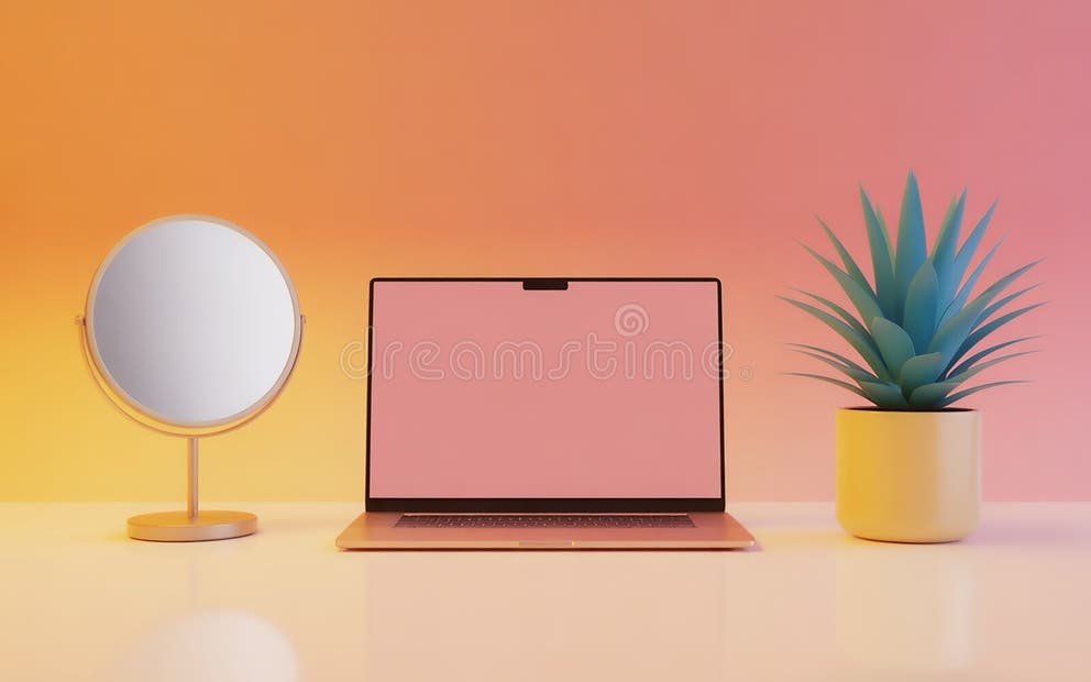 Pastel Pink Workspace Setup Generative Ai Stock Illustration ...