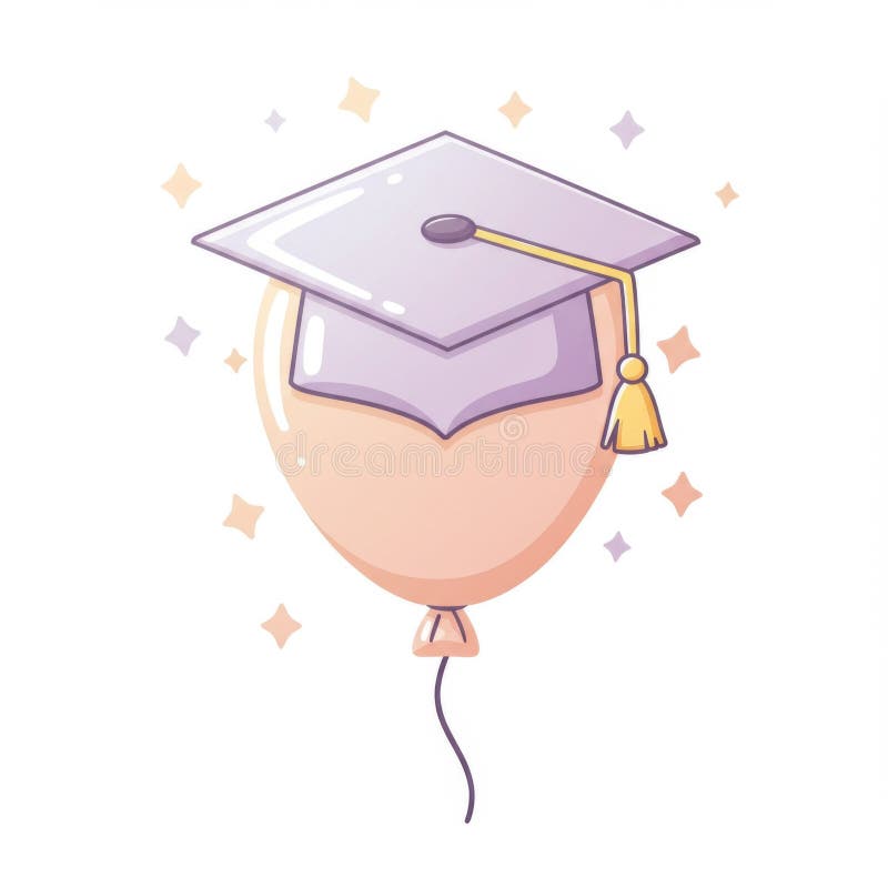 Pastel Pixel Art Graduation Cap on Balloon Stock Illustration ...