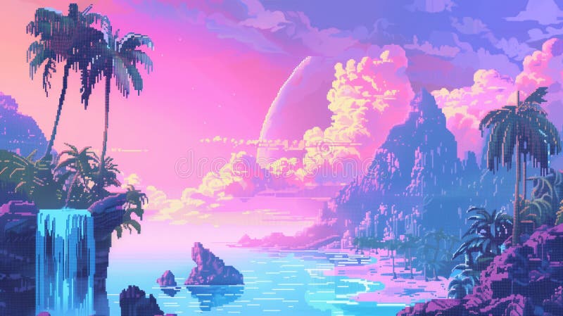 Pastel Pixel Paradise Background Stock Image - Image of presentation ...