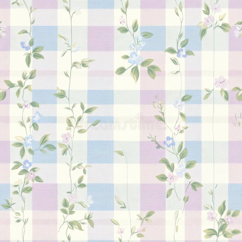 Pastel Plaid and Floral Pattern Wallpaper Design Stock Photo - Image of ...
