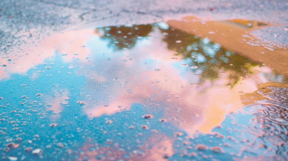 Pastel Puddle Reflections stock illustration. Illustration of poster ...