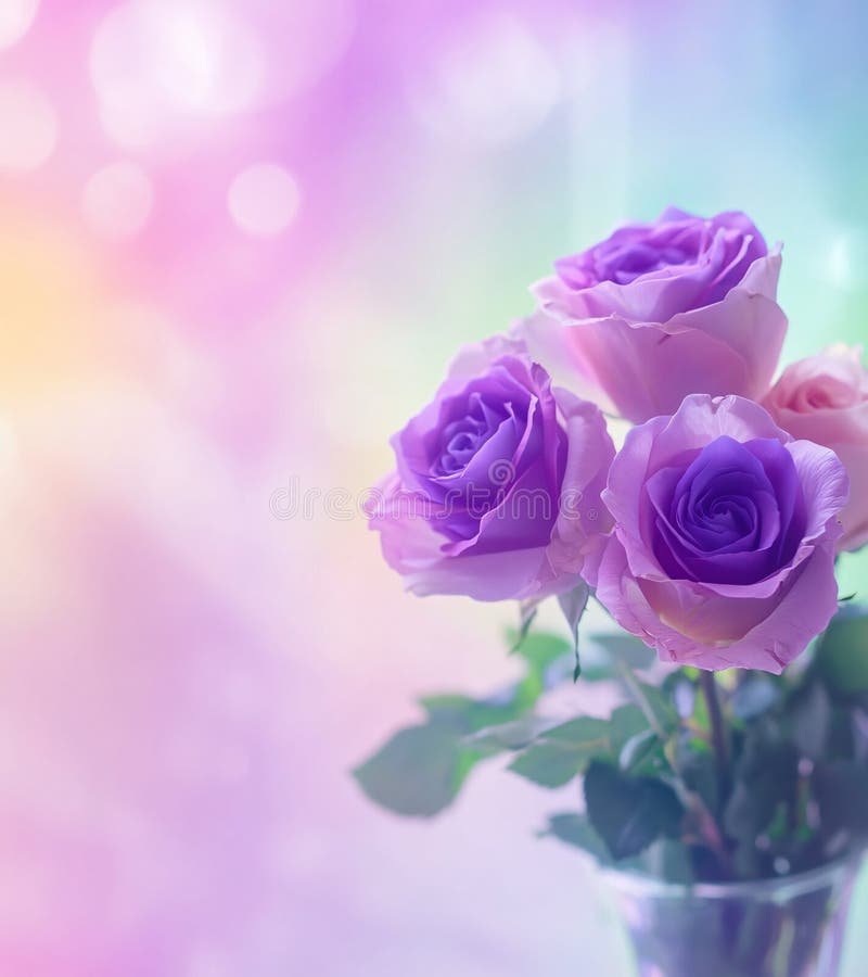 Pastel Purple Roses Bouquet Soft Background High Quality Image Stock ...