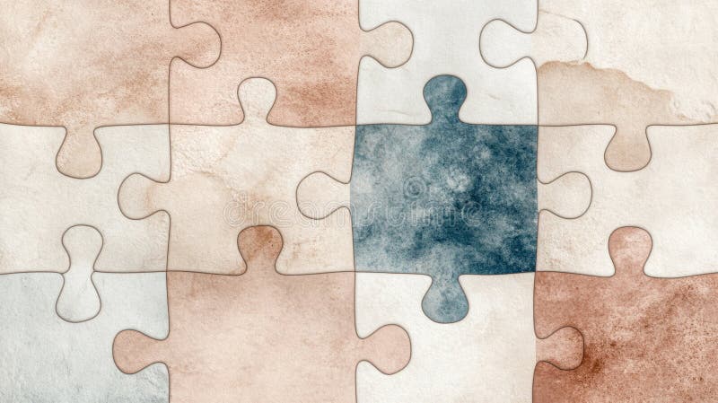 Pastel Puzzle Pieces with Textured Patterns in Earthy Tones Stock ...
