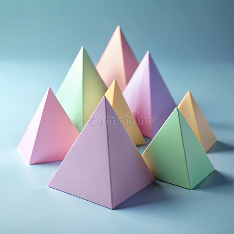 Pastel Pyramids Arranged in a Group Stock Photo - Image of light ...