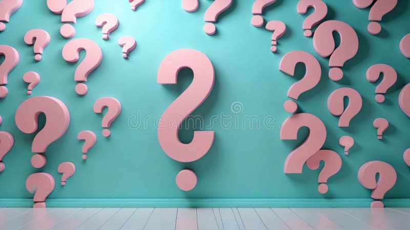 Pastel Question Marks on Teal Wall: Modern Abstract Design Background ...