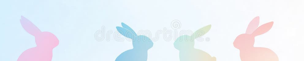 Pastel Rabbit Silhouettes on Soft Blue Gradient Background for Easter ...