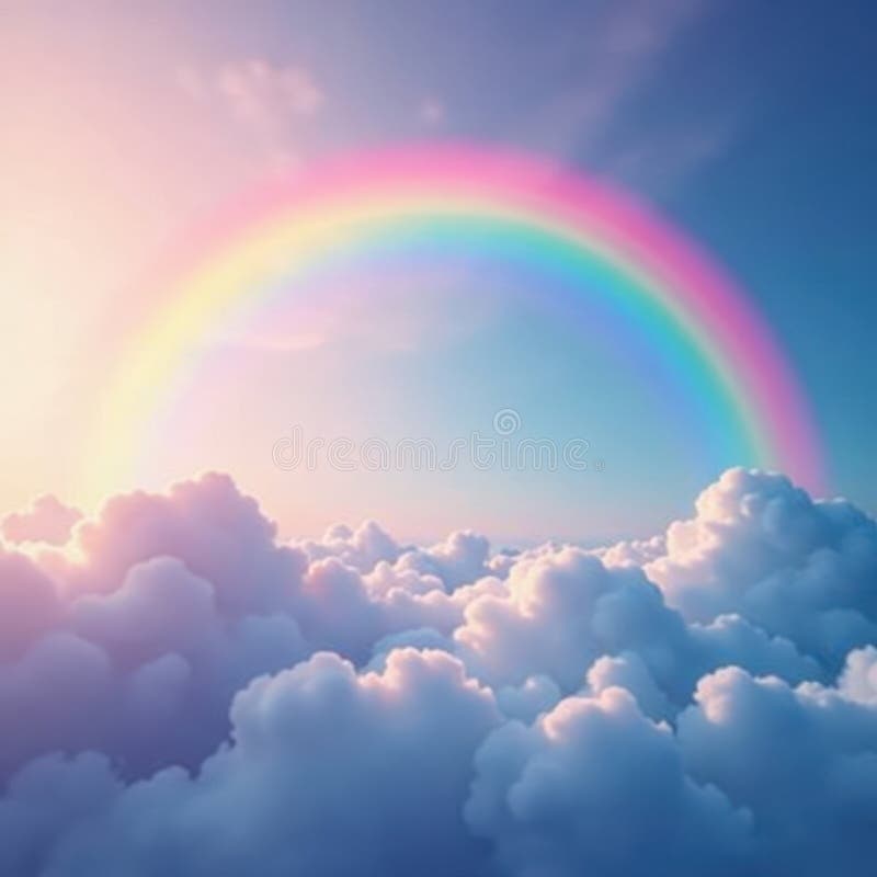 Pastel Rainbow Arc, Soft Cloud Like Aerial View, View, Fluffy, Digital ...
