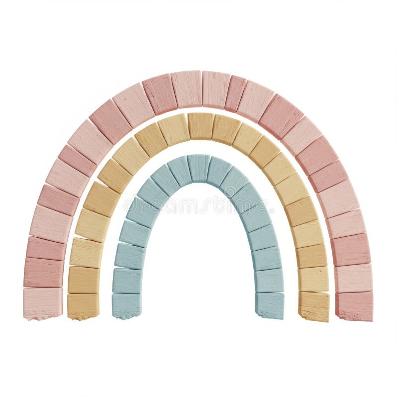 Pastel Rainbow Arch of Stone Blocks Stock Illustration - Illustration ...