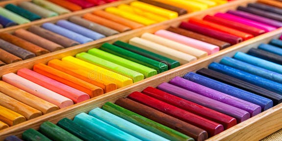 Pastel Rainbow Array Wooden Box, Close-up Stock Illustration ...