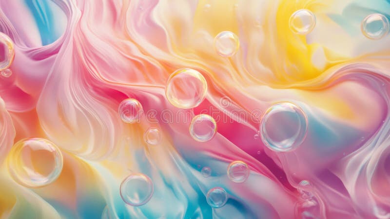 Pastel Rainbow Bubbles Swirling Abstract Background Stock Illustration ...