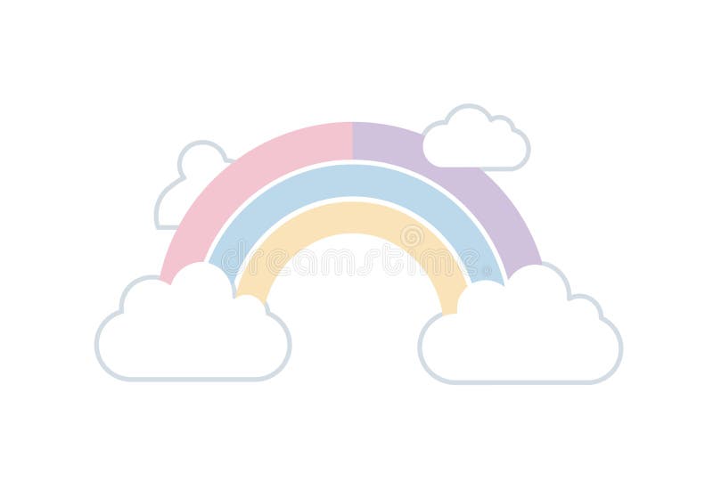 Pastel Rainbow with Clouds Clipart Stock Vector - Illustration of ...