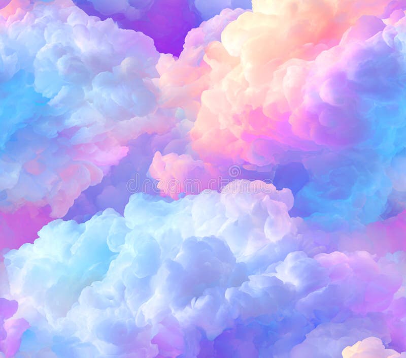 Pastel Rainbow Clouds Dreamy Sky Background Texture Stock Illustration ...