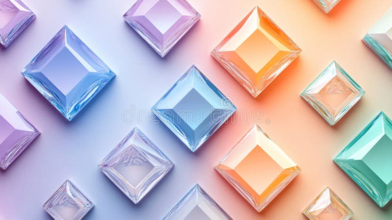 Pastel Rainbow Colored Square Gem Pattern Stock Illustration ...