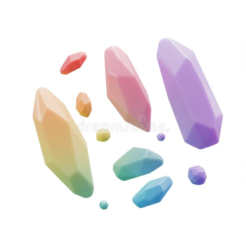 Pastel Rainbow Crystals on White Background Stock Illustration ...