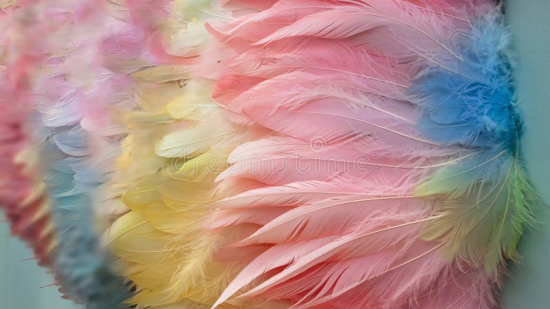 Pastel Rainbow Feathers, Soft, Colorful Bird High Quality Image Stock ...