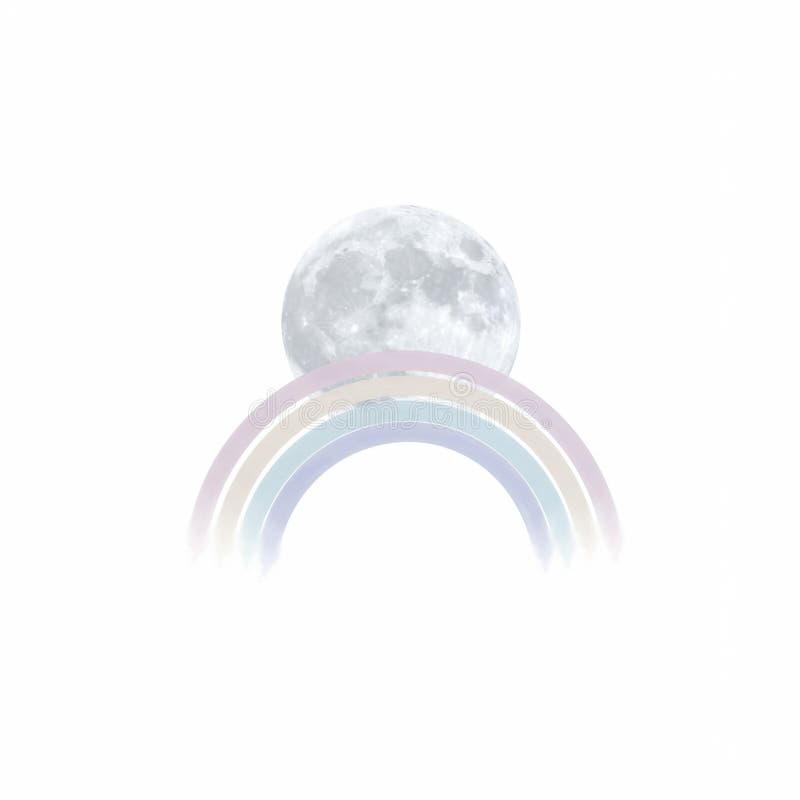 Pastel Rainbow and Full Moon in Soft Light Stock Illustration ...