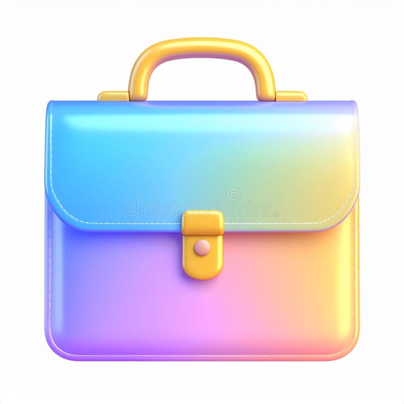 Pastel Rainbow Holographic Briefcase 3D Render Stock Illustration ...