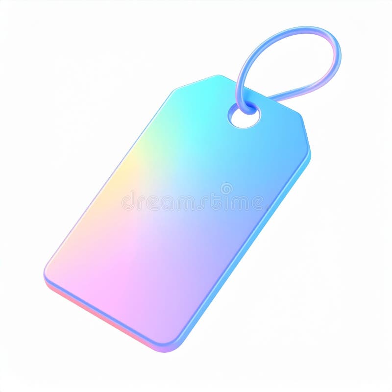 Pastel Rainbow Holographic Tag 3d Render Stock Illustration ...