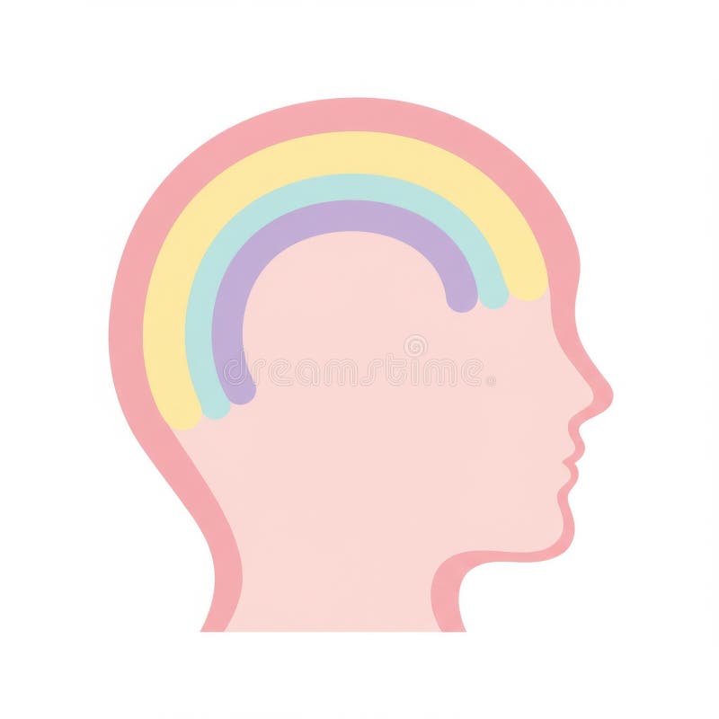 Pastel Rainbow Inside Head Profile Illustration Stock Illustration ...