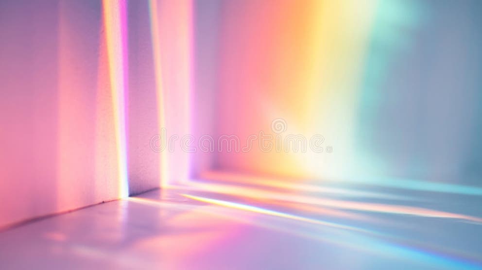 Pastel Rainbow Light Beams on White Wall Stock Illustration ...