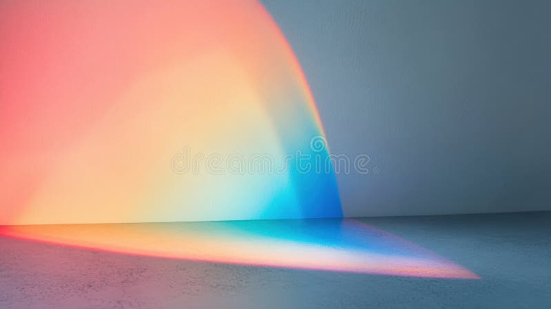 Pastel Rainbow Light Projection on Wall and Floor Abstract Background ...