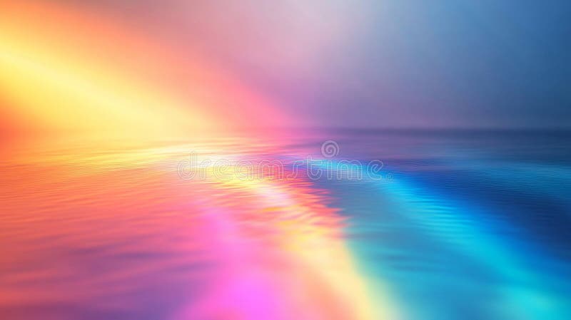 Pastel Rainbow Reflected on Calm Water Stock Illustration ...