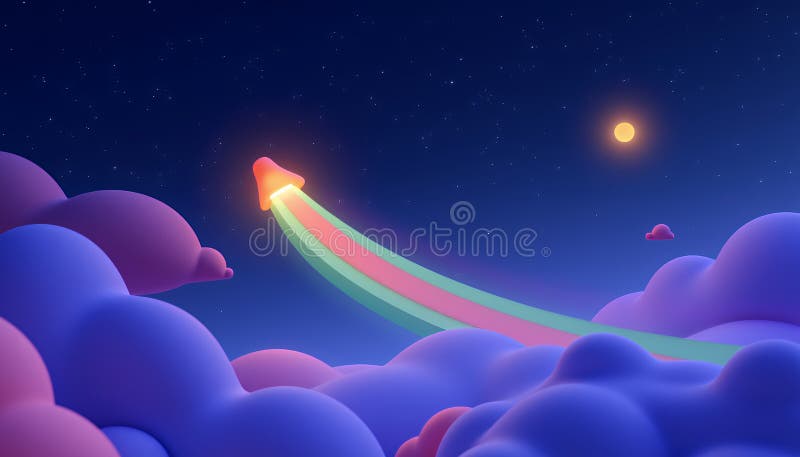 Rainbow Rocket Ride stock illustration. Illustration of artsy - 379943333