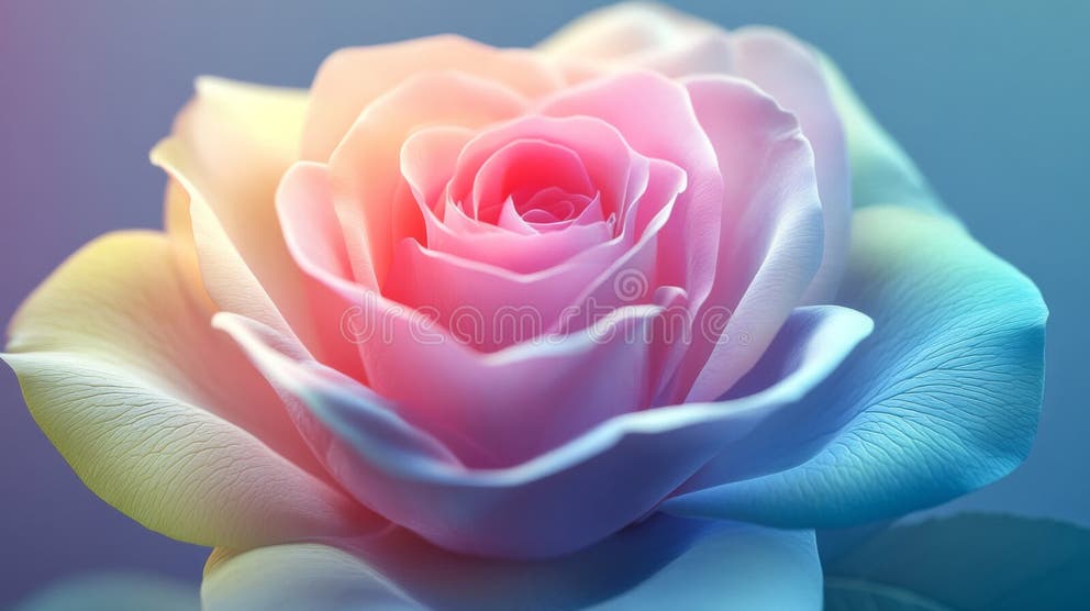 Pastel Rainbow Rose Close Up Stock Illustration - Illustration of ...