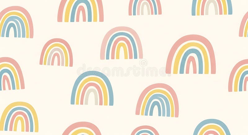 Pastel Rainbow Seamless Pattern Stock Illustration - Illustration of ...