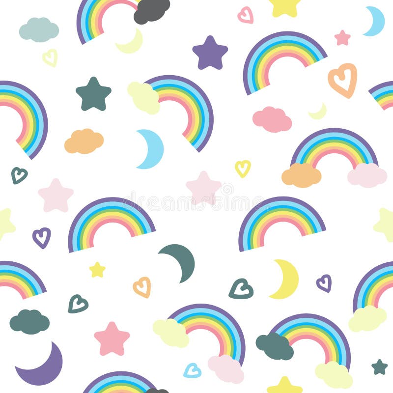 Pastel Rainbow Seamless Vector Pattern Stock Vector - Illustration of ...