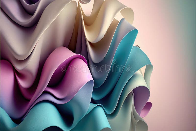 Pastel Rainbow Silk Background, Folded Textile Waving, Generative AI ...