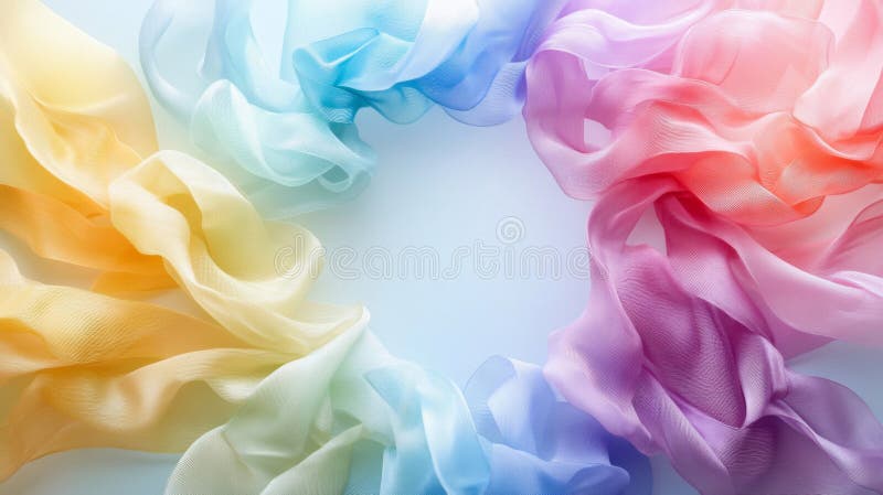Pastel Rainbow Silk Fabric Swirls Create a Frame Stock Illustration ...