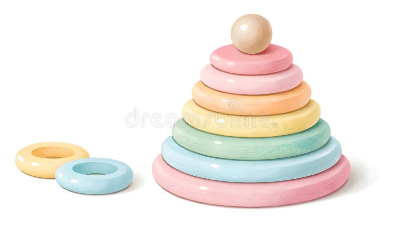 Pastel Rainbow Stacking Rings Baby Toy Early Development Stock Photos ...