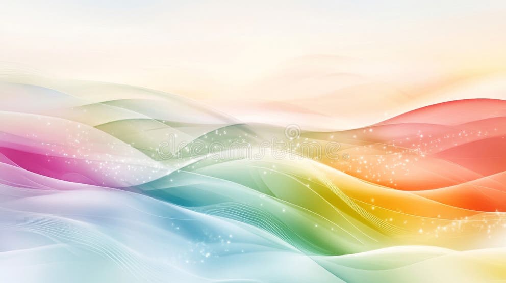 Pastel Rainbow Waves Abstract Background Design Stock Illustration ...