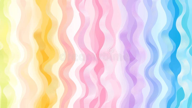 Pastel Rainbow Wavy Abstract Background Design Stock Illustration ...