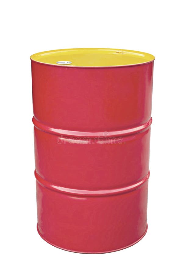 Pastel Red Metal Barrel Isolated on White. Stock Photo - Image of ...