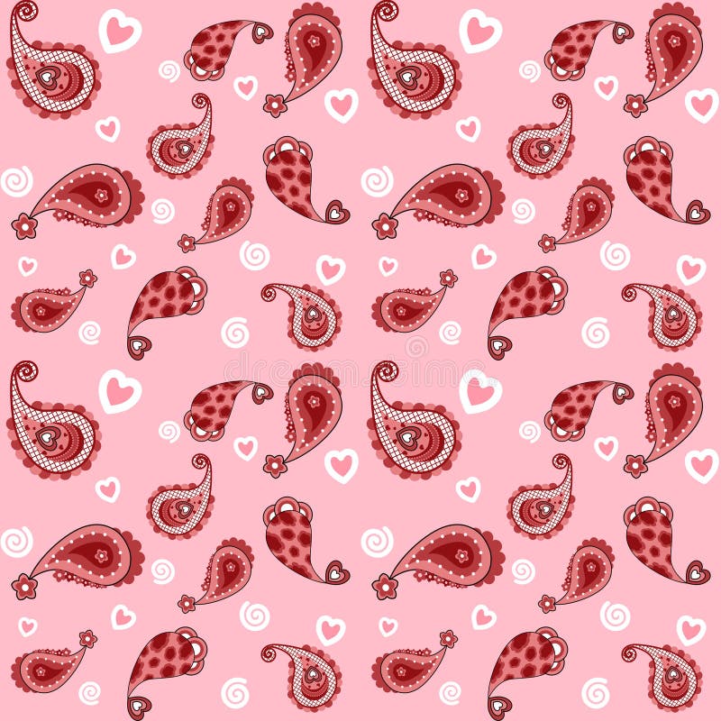 Pastel Red Paisley Seamless Pattern Stock Vector - Illustration of ...