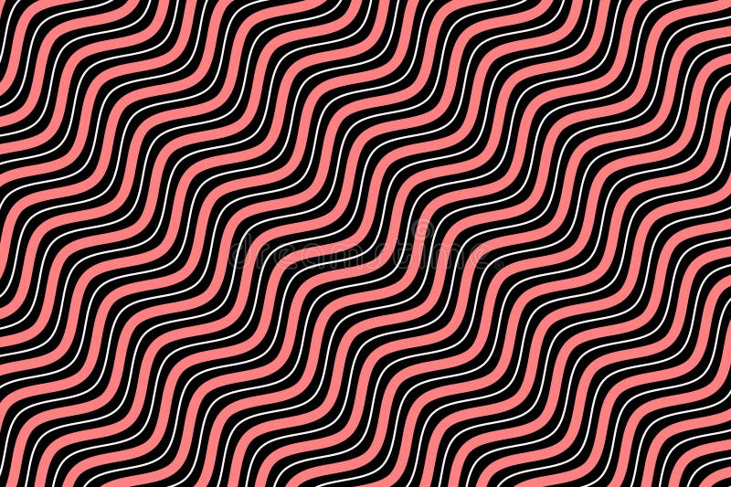 Pastel Red and White Ocean Wave Lines Repeating Pattern on Black ...