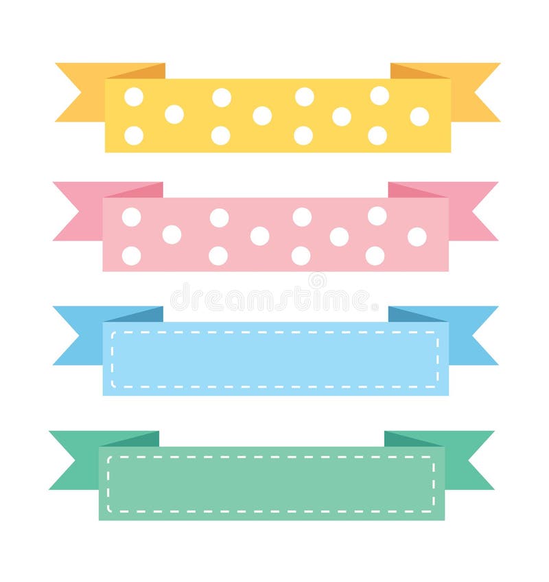 Pastel Ribbon Banner Set. Vector Illustration Stock Illustration ...