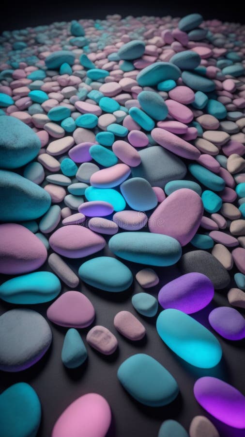 Neon Rocks Laying on Simple Surface Stock Illustration - Illustration ...