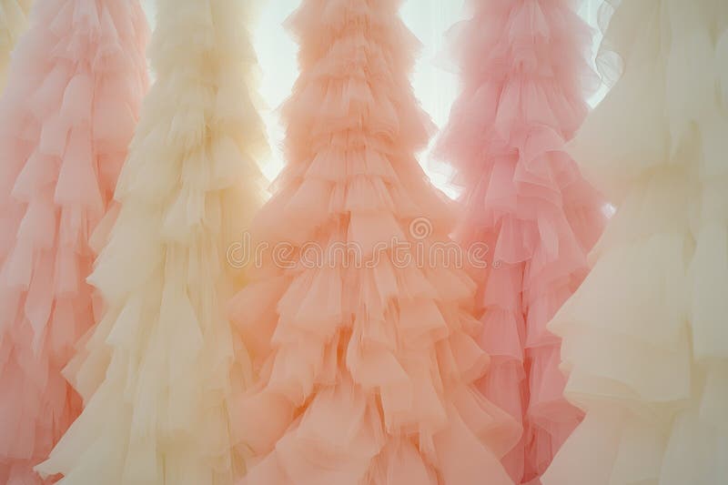 Pastel Ruffled Dresses with Layers of Soft Fabric in Neutral Tones ...